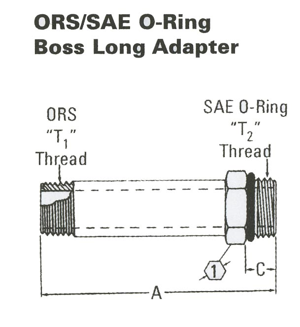 Item # FF1854T (REF. SAE 520122), ORS/ SAE O-RING BOSS LONG ADAPTER ...