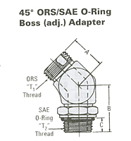 Item # FF2068T (REF. SAE 520320), 45 DEGREE ORS/SAE O-RING BOSS (adj ...
