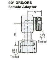 Item # FF2098T (REF. SAE 520221), 90 DEGREE ORS/ORS FEMALE ADAPTER ...